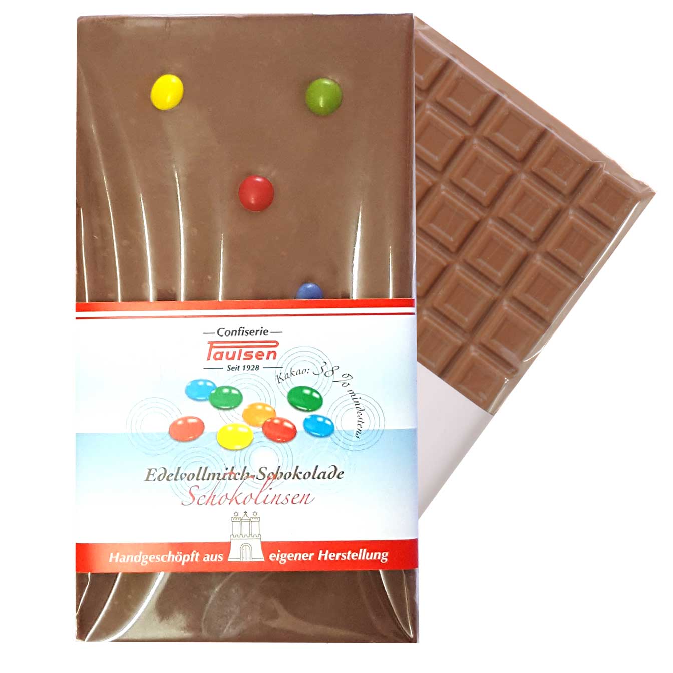 Schokoladentafel Edelvollmilch 38% Schokolinsen 100g | Schokoladentafeln | Zum Shop | Confiserie ...